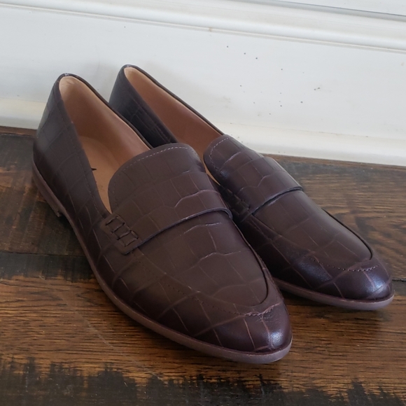 Madewell | Shoes | Madewell Alex Loafer Croc Embossed Leather Ae358 ...